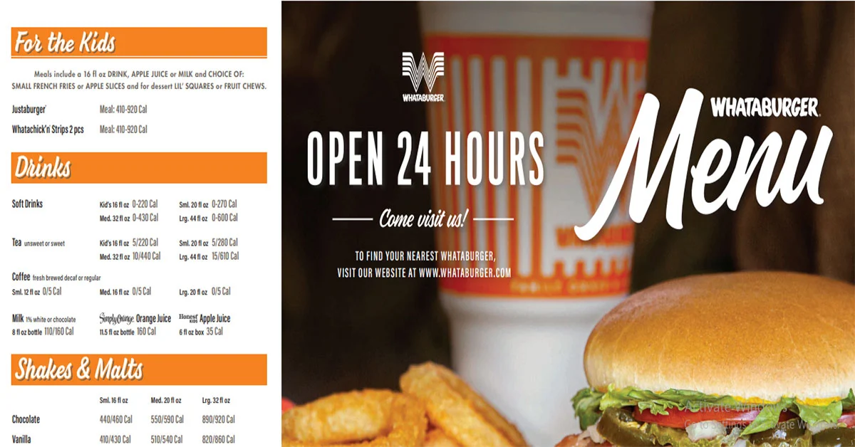 Whataburger menu PDF October 2025